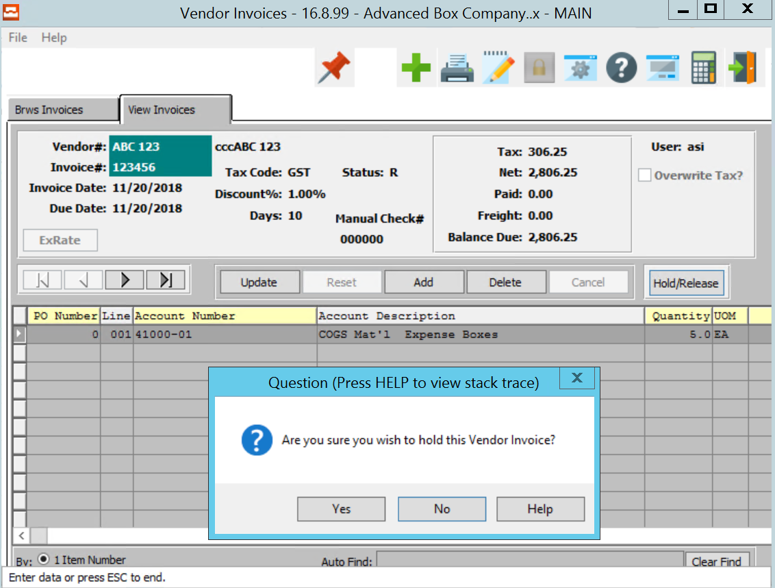 How does putting a posted AP invoice on "hold" work?