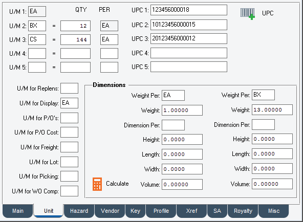 Item Master Maintenance