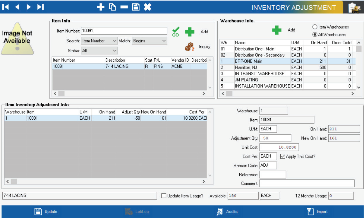 Inventory Adjustments (ERP-ONE+)
