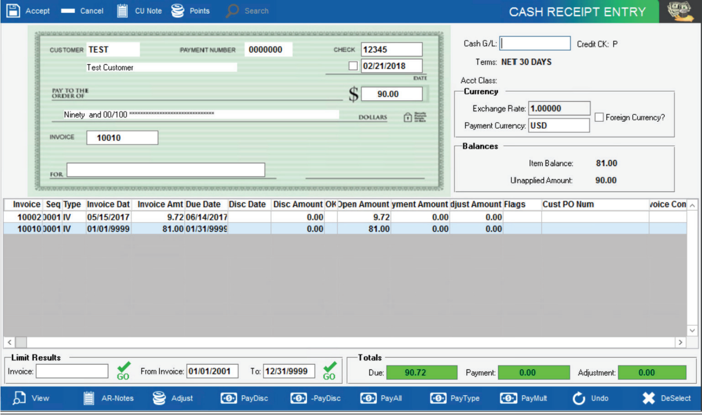 Enter and Post Cash Receipts