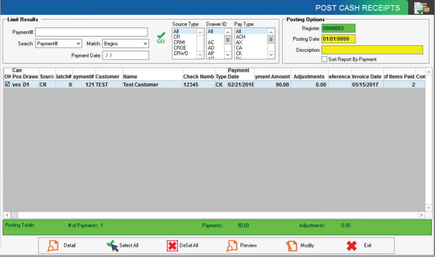 Enter and Post Cash Receipts