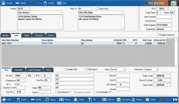 Manually Create a Purchase Order or Vendor Return