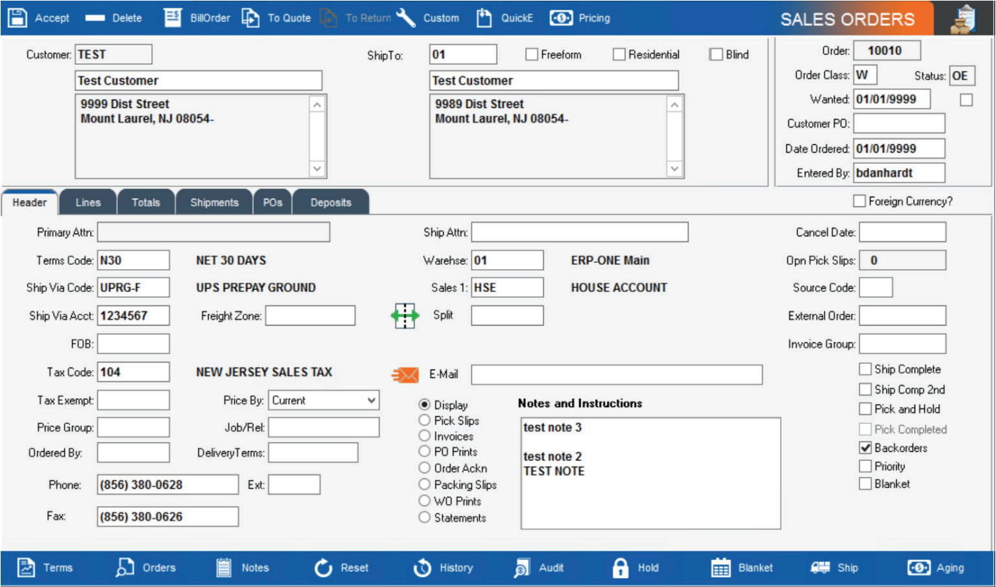 Creating or Modifying a Sales Order