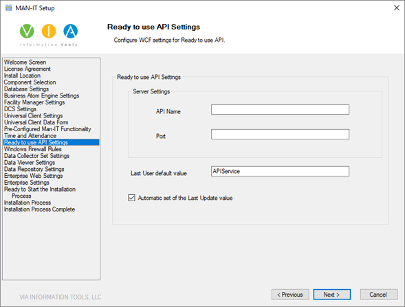 Ready to use API Settings