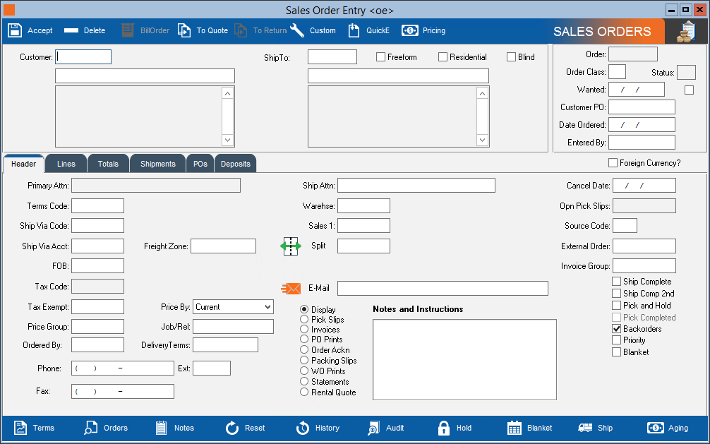 The Sales Order Entry Program