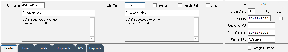 The Sales Order Entry Program
