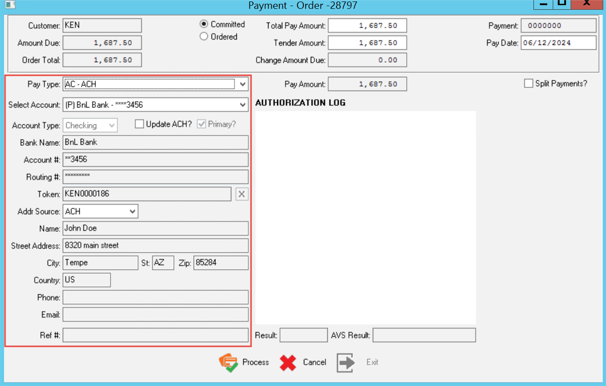 Using ACH for Sales Order Payments